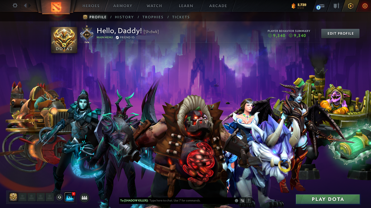 Guardian I | MMR: 884 - Behavior: 9340 | Pudge Arcana | Some Complete ...